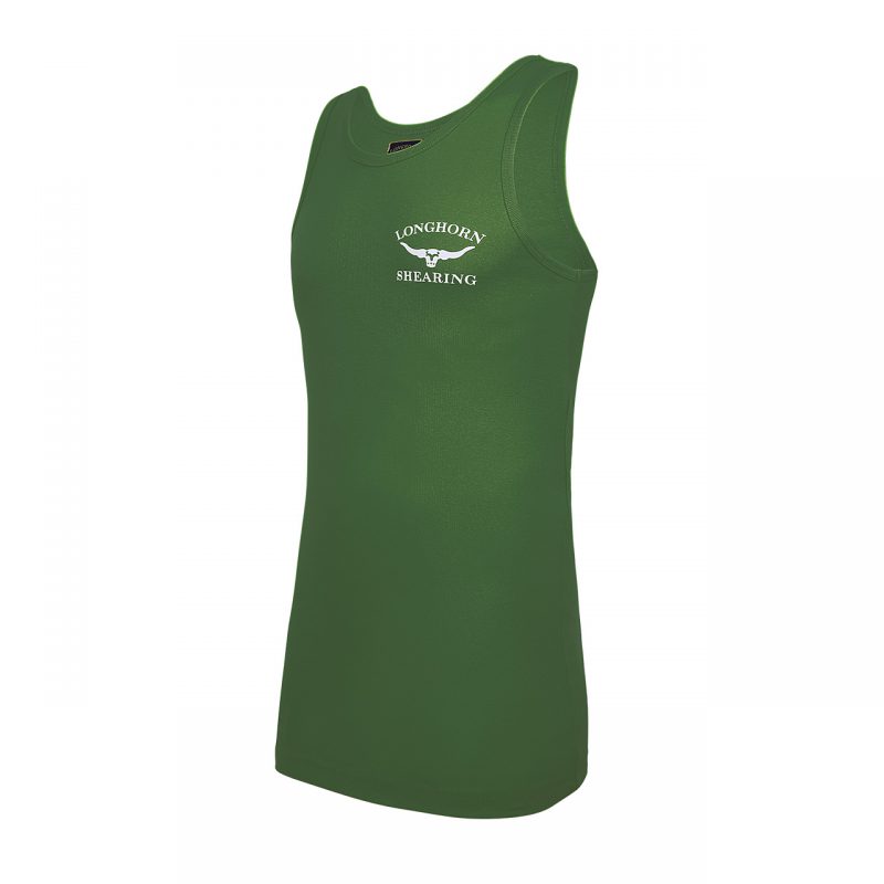 Longhorn Shearing Singlet - Dark Green - Joseph Walls Agri Supplier
